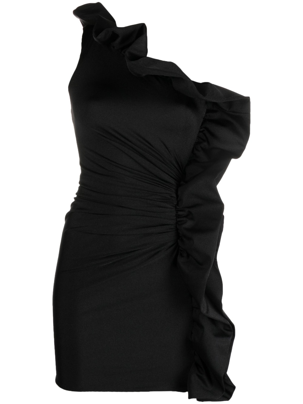 maeve ruffled one shoulder mini dress Maeve One-Shoulder Ruffled Mini Dress - Black