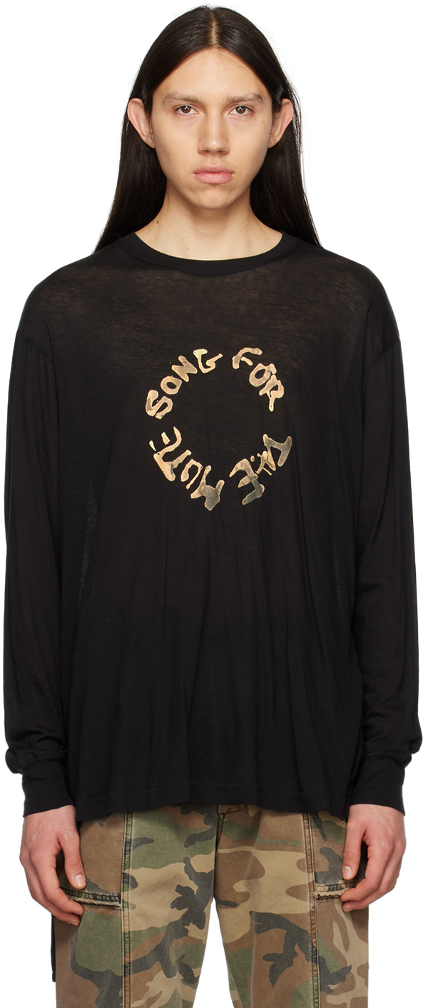 Song For The Mute Crewneck Long Sleeve T-Shirt In Black - 75% Off