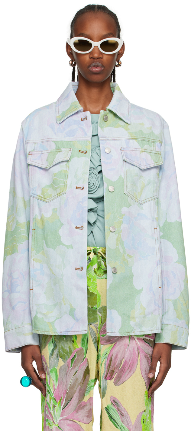 Dries Van Noten Blue Vilma Denim Jacket - 403 Lilac | Editorialist