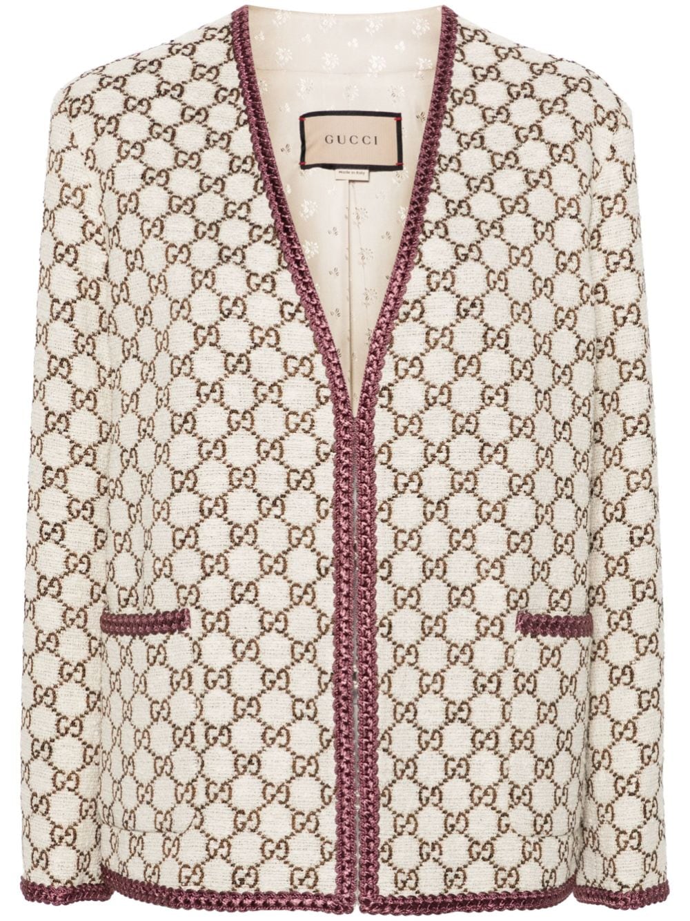 Gucci Gg-Jacquard Tweed Jacket - Neutrals | Editorialist