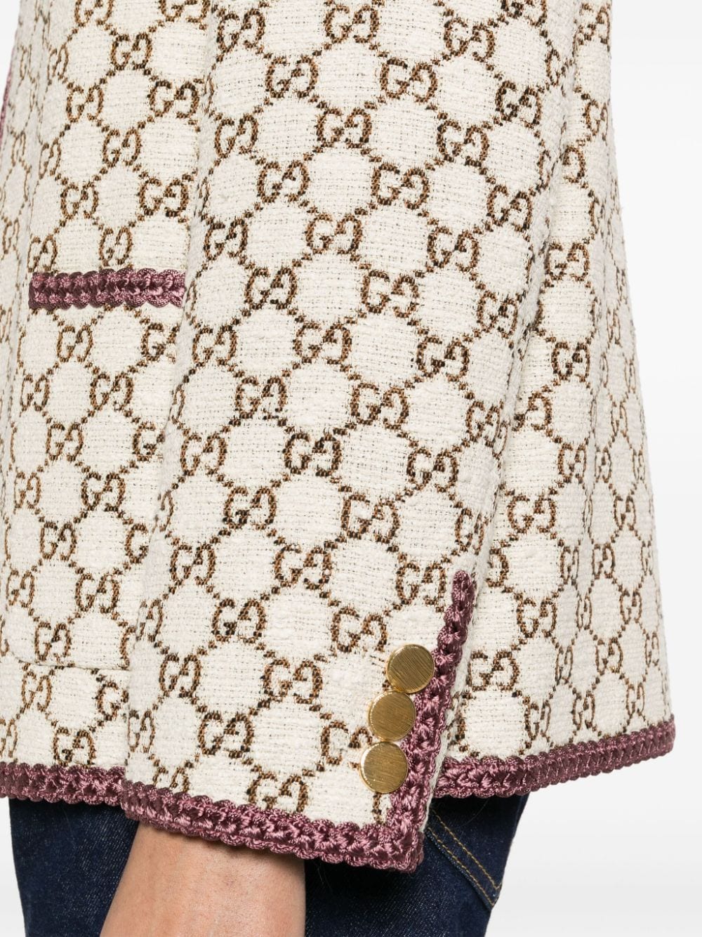 Gucci Gg-Jacquard Tweed Jacket - Neutrals | Editorialist