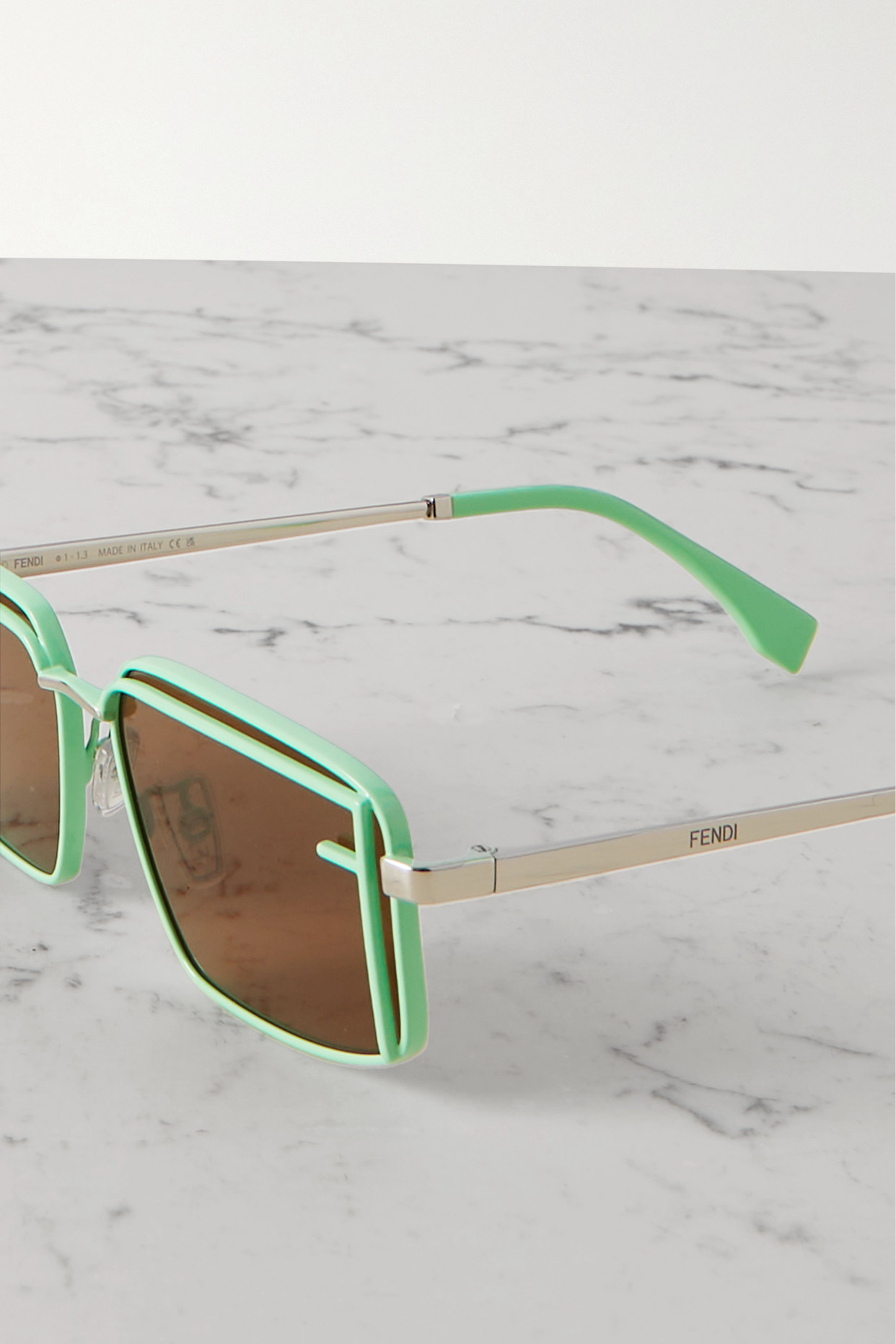 Fendi Olive Green Square Acetate Sunglasses Fendi Fendi Diamond Green Acetate Square Sunglasses  main image 3