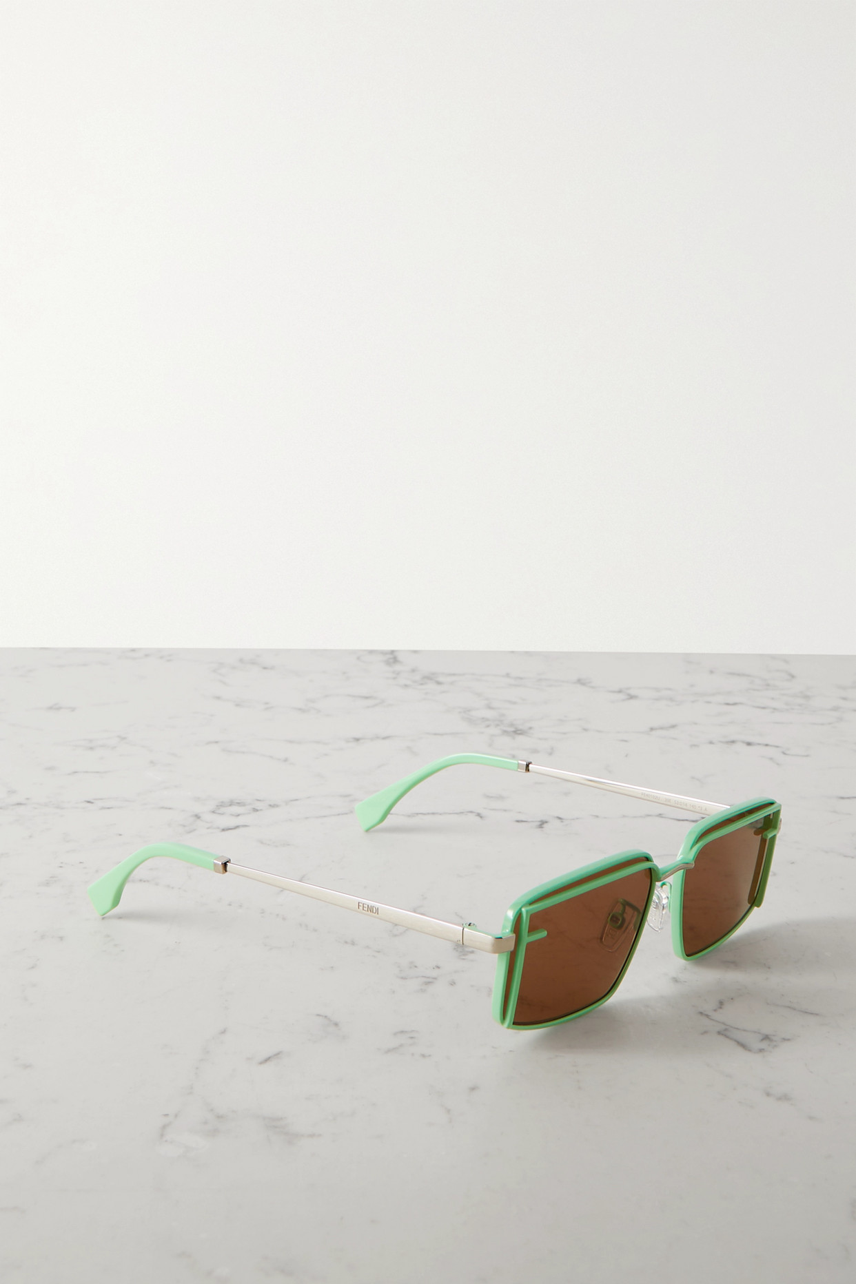 Fendi Olive Green Square Acetate Sunglasses Fendi Fendi Diamond Green Acetate Square Sunglasses  main image 2