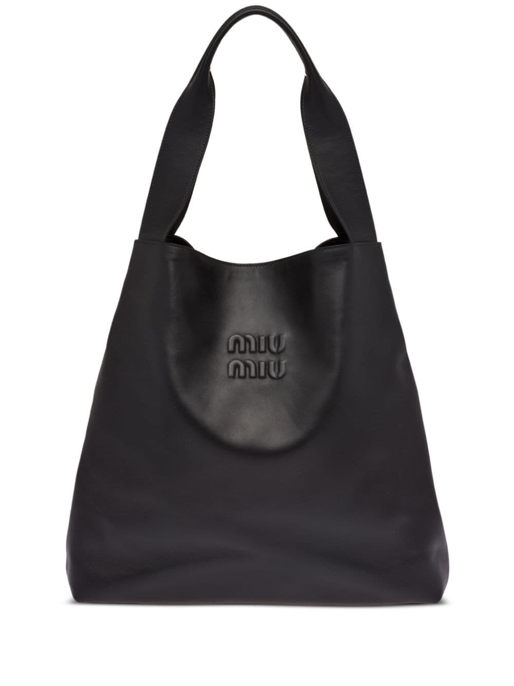Miu Miu Embossed Leather Tote Bag - Black | Editorialist