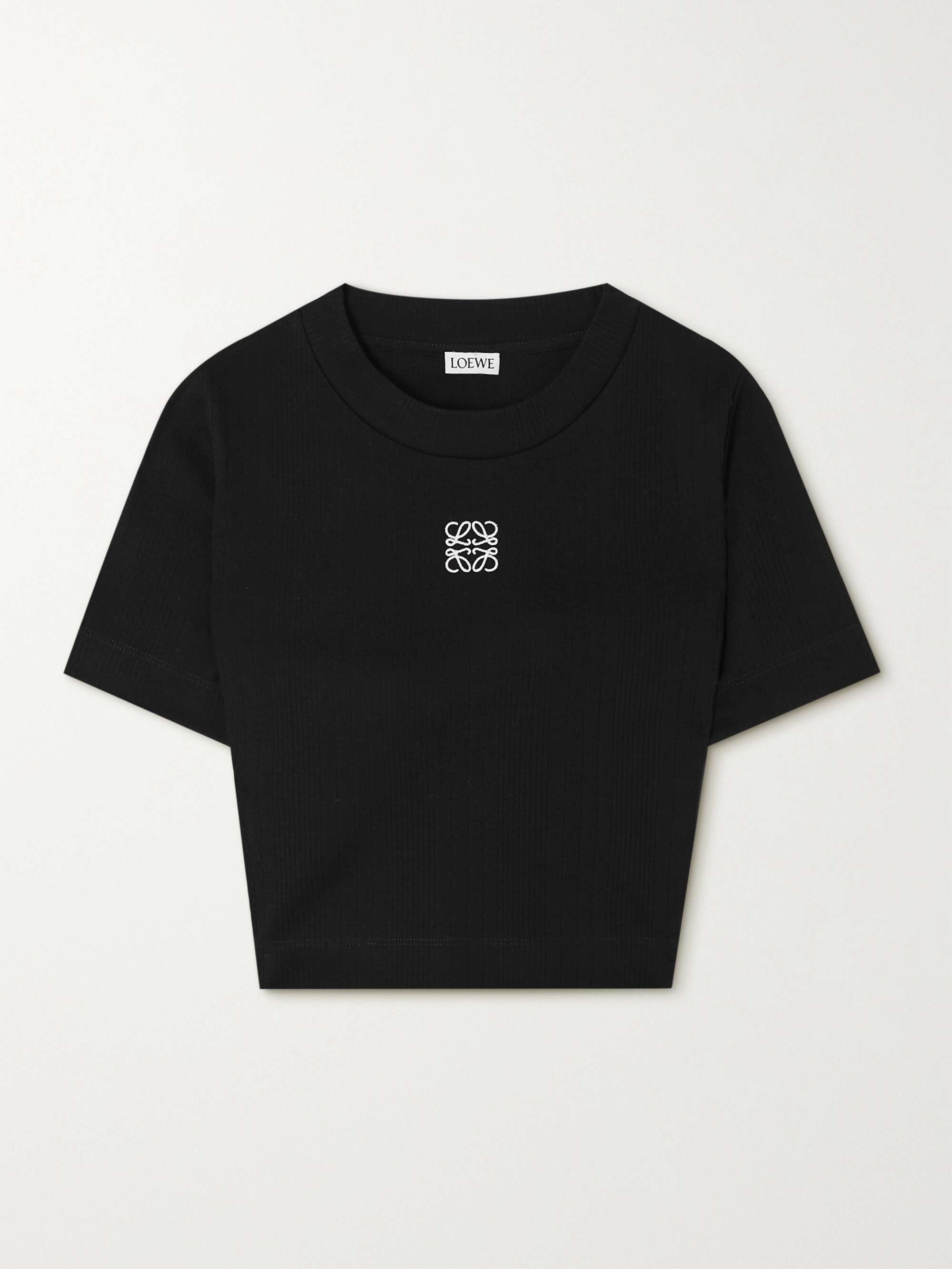 Loewe Anagram Cropped Embroidered T-Shirt - Black | Editorialist