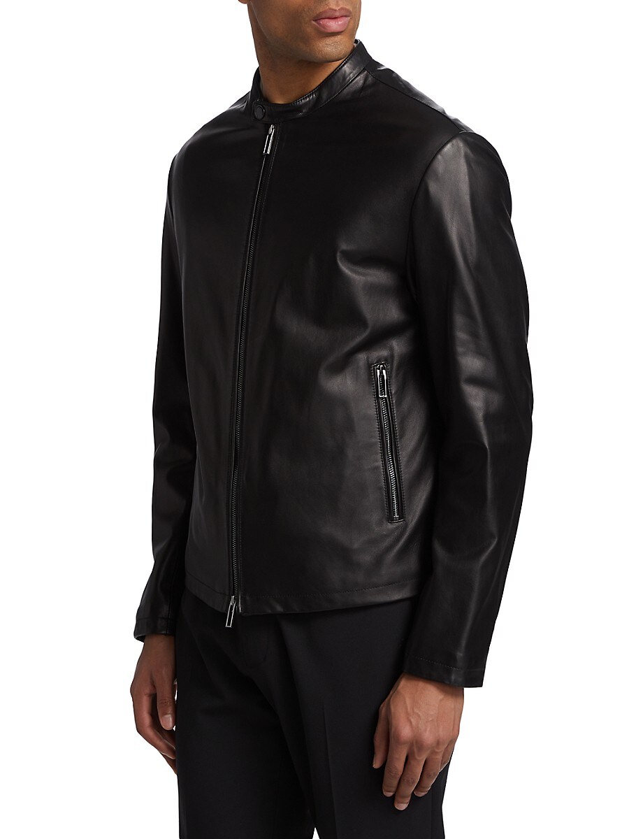 Emporio Armani Leather Moto Jacket In Black - 25% Off | Editorialist