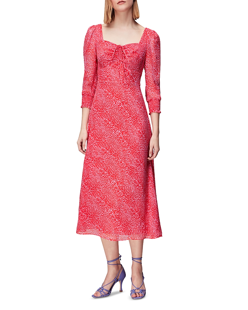 WHISTLES Diagonal Leopard Print Midi Dress