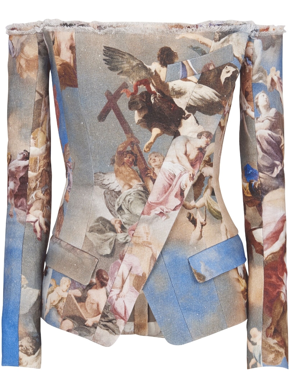 BALMAIN Sky-Print Off-The-Shoulder Jacket
