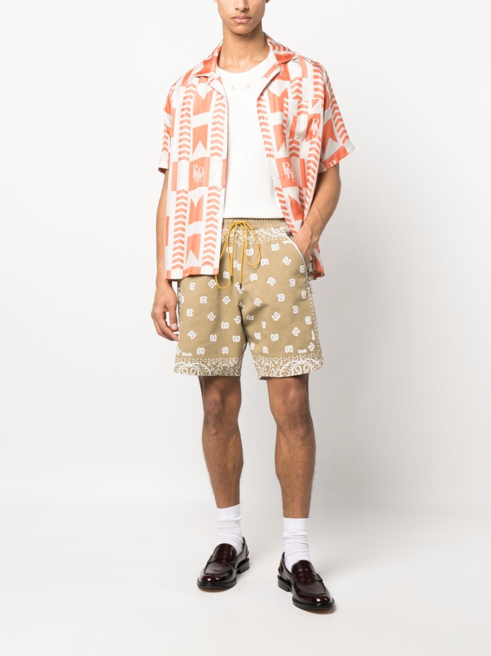RHUDE geometric-print linen shirt