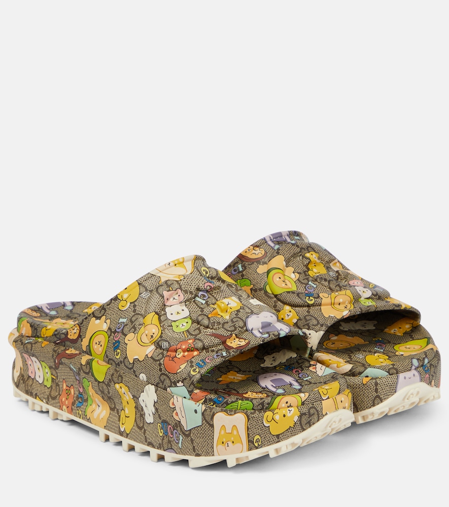 Gucci Kawaii Gg Printed Rubber Slides - Multicoloured  display picture 1