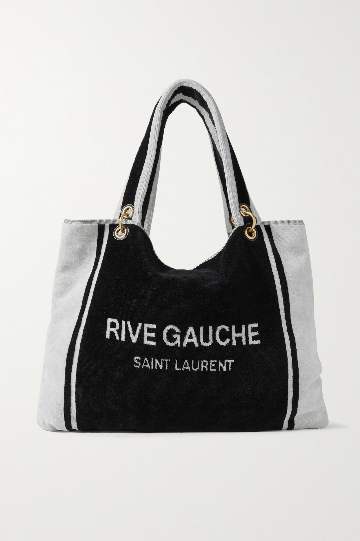 Saint Laurent Rive Gauche Cotton-Terry Jacquard Beach Towel Bag 