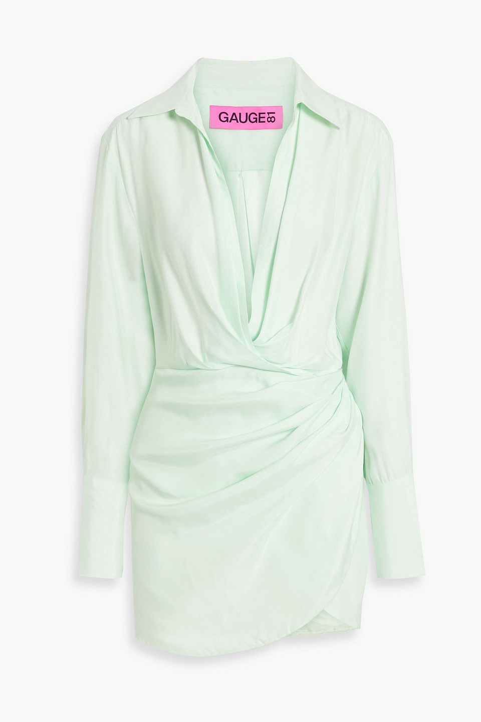 Gauge81 Naha Silk Mini Shirt Dress In Mint - 50% Off | Editorialist