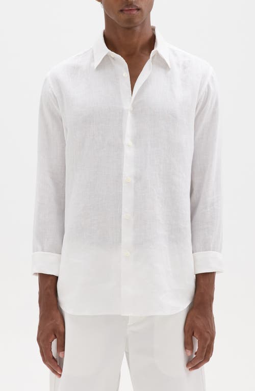 THEORY irving solid linen button-up shirt