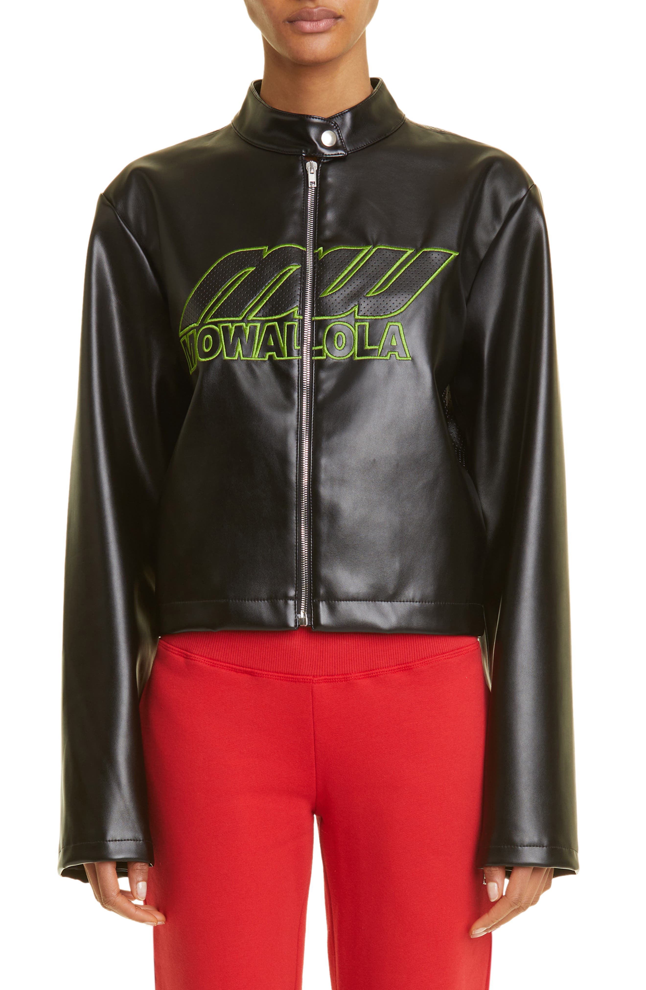 Mowalola perforated leather biker jacket