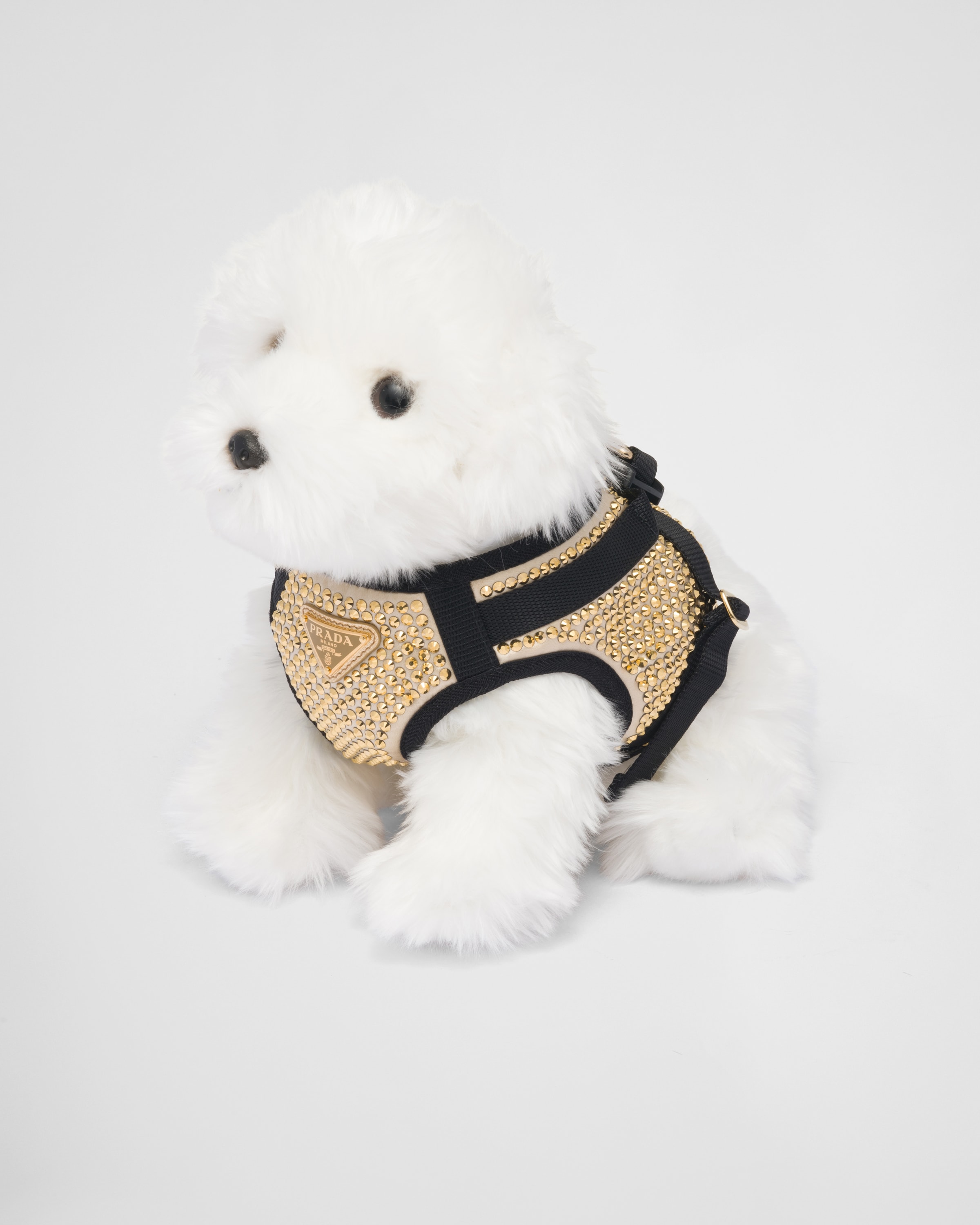 Prada Crystal-studded Satin Dog Harness - Platinum | Editorialist