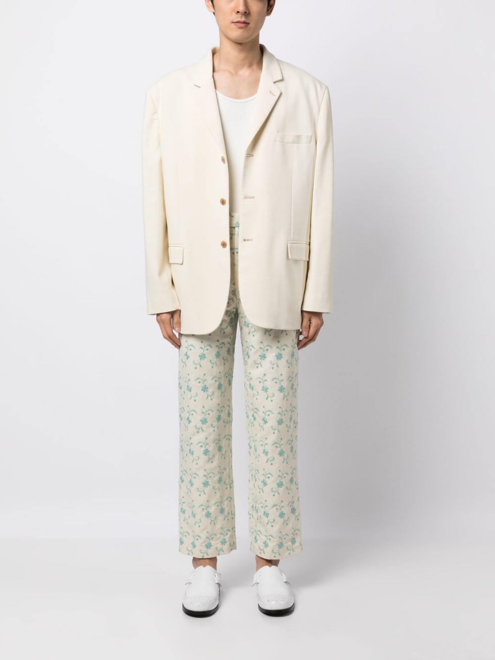 BODE BODE floral-embroidery straight-leg trousers