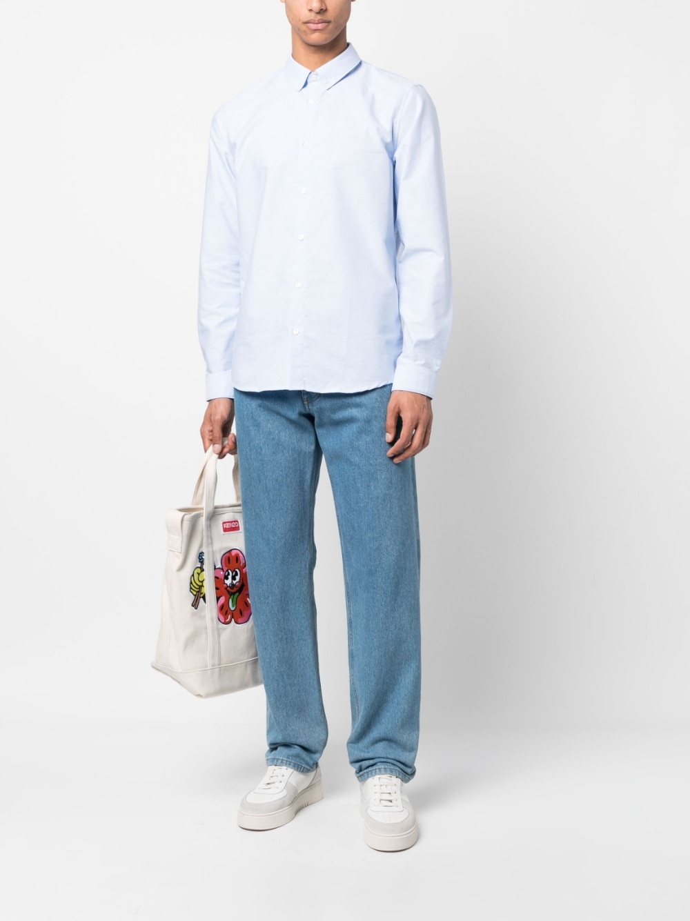A.P.C. logo-embroidered button-down shirt