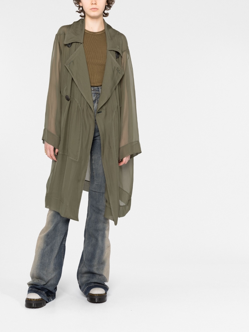 RICK OWENS Rick Owens Sheer Silk Trench Coat