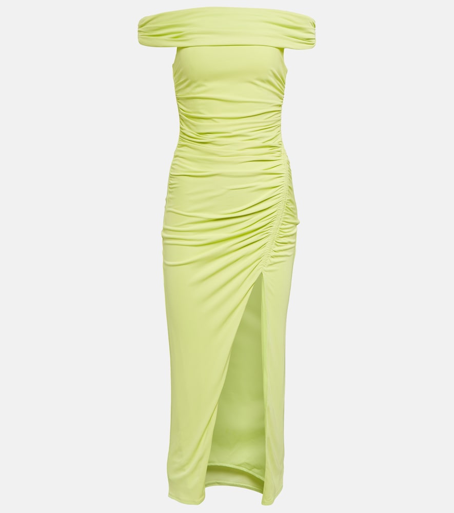 green emerald velvet dress Nehemiah One Shoulder Maxi Dress Green main image 0