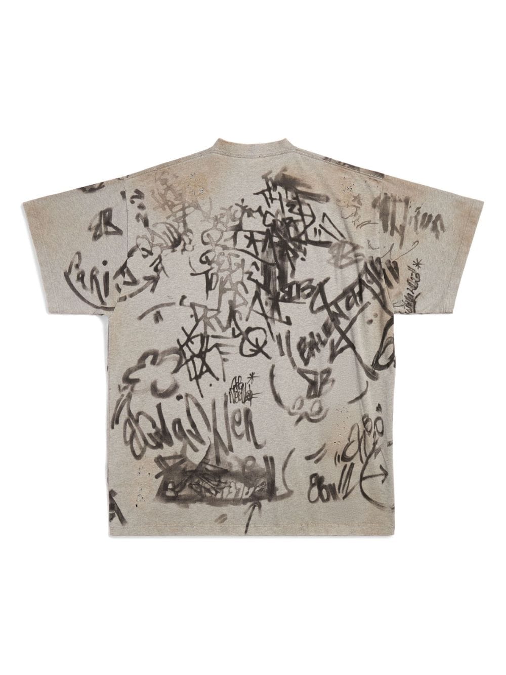 Balenciaga Skater Graffiti-Print T-Shirt - Grey | Editorialist