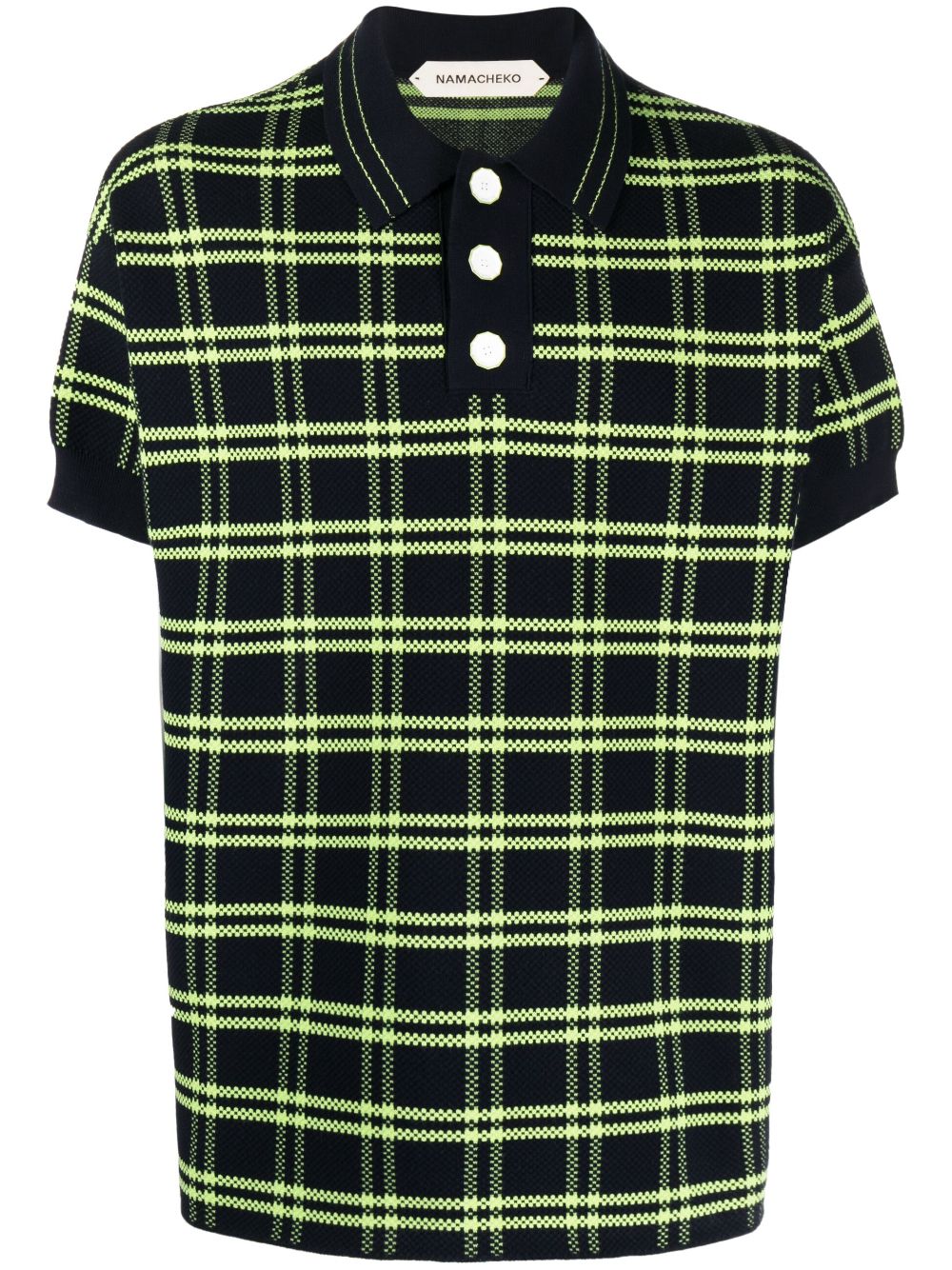 トップス NAMACHEKO Check-Pattern Polo Shirt Namacheko Check-Pattern Polo Shirt In Black - 40% Off | Editorialist