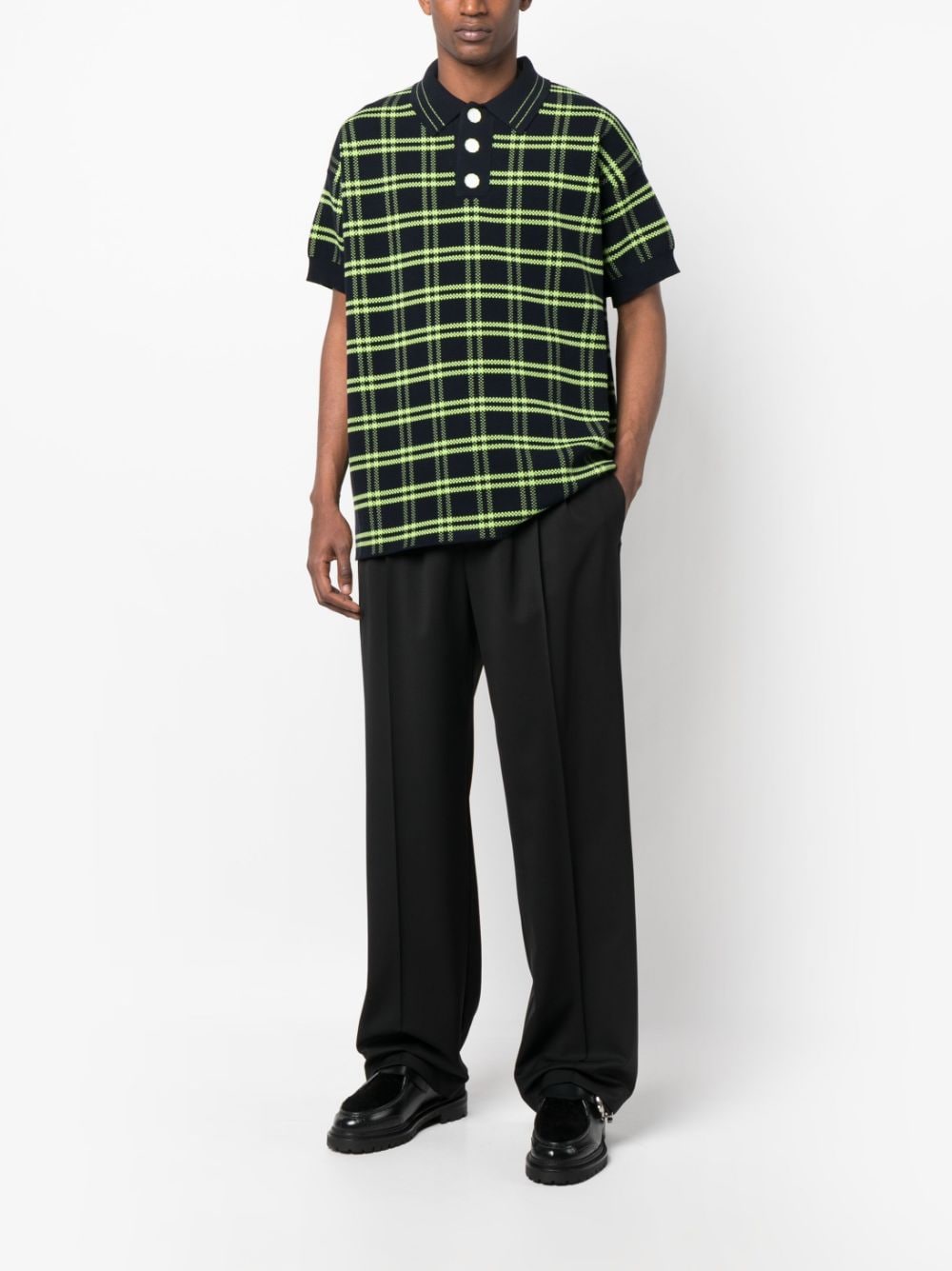 トップス NAMACHEKO Check-Pattern Polo Shirt Namacheko Check-Pattern Polo Shirt In Black - 40% Off | Editorialist