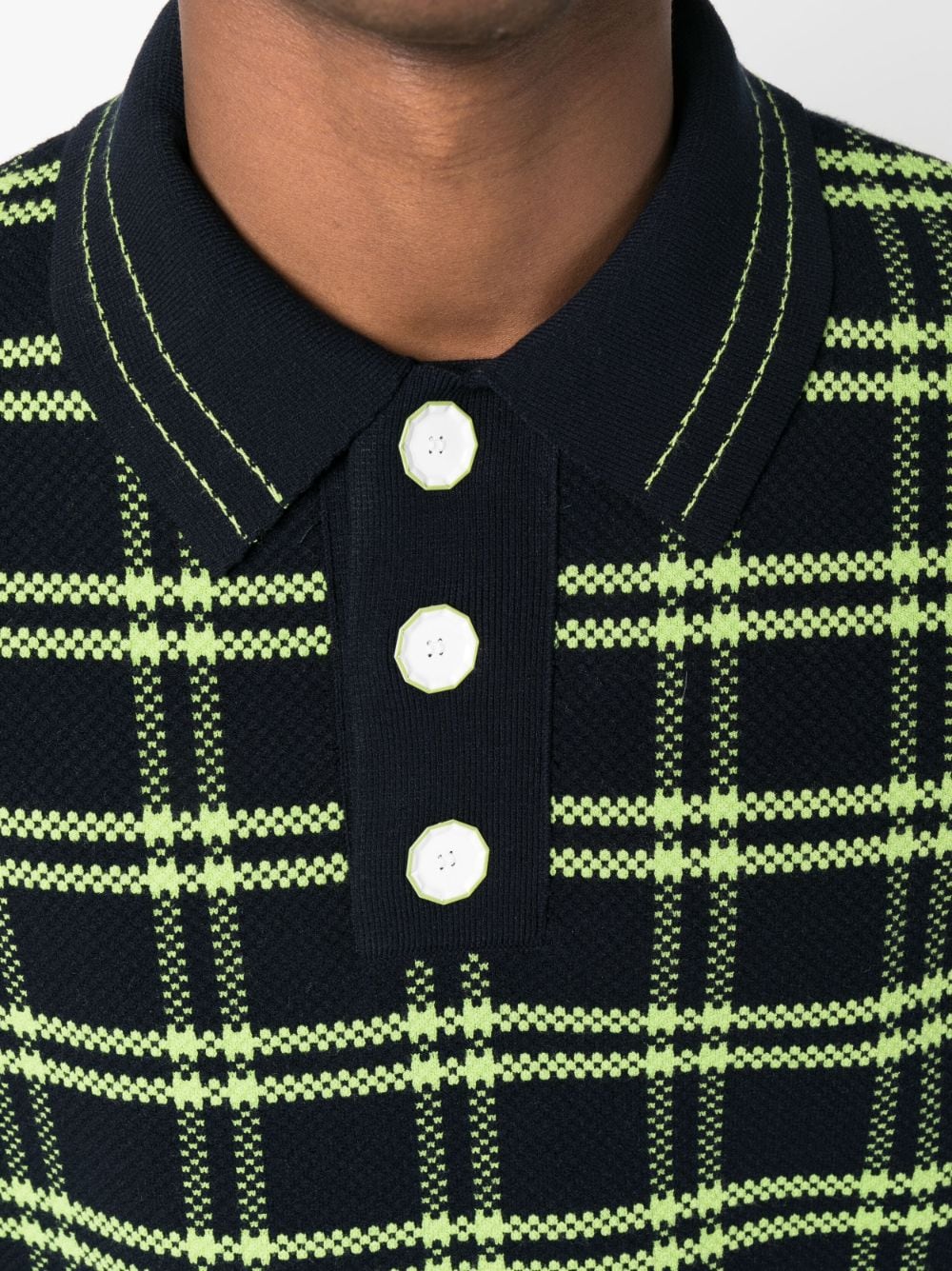 Namacheko Check-Pattern Polo Shirt In Black - 40% Off | Editorialist