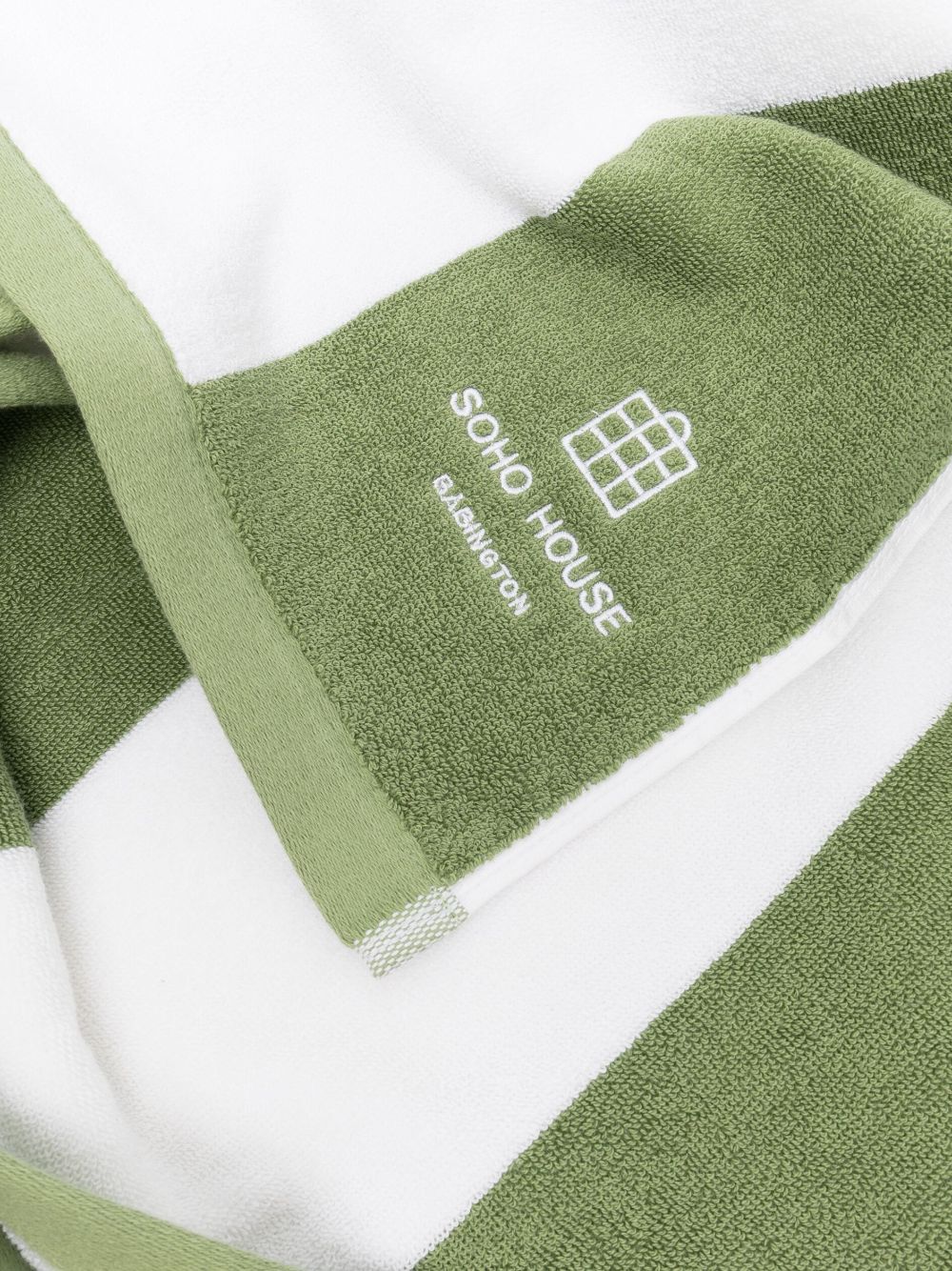 Soho House Towels Soho Home Striped Cotton Towel Green Editorialist