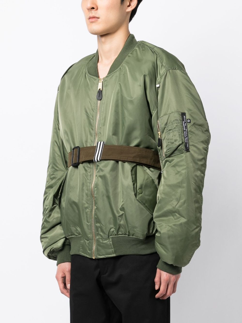 Marina Yee Belted Zip-Up Bomber Jacket In Green - 31% Off