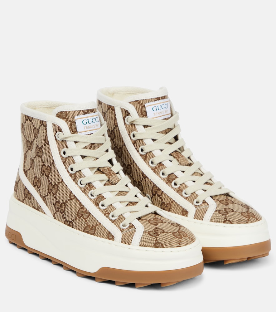 Gucci Gg Canvas High-Top Sneakers - Beige | Editorialist