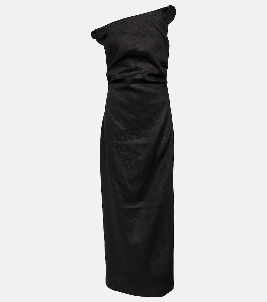 sir bettina linen maxi dress Bettina linen maxi dress in black - SIR