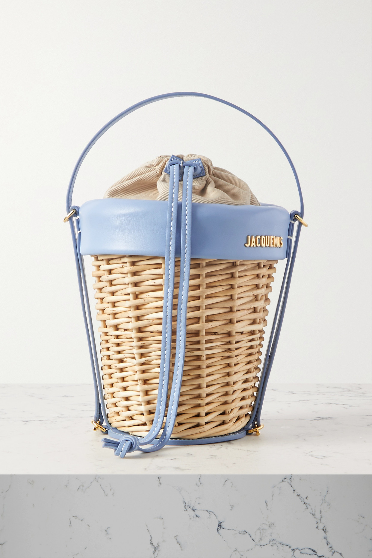 Buy Jacquemus Le Panier Mini Leather-trimmed Raffia Bucket Bag 