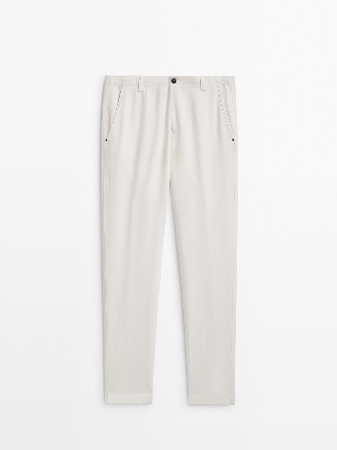 Massimo Dutti Tapered-fit Denim-effect Trousers - White | Editorialist