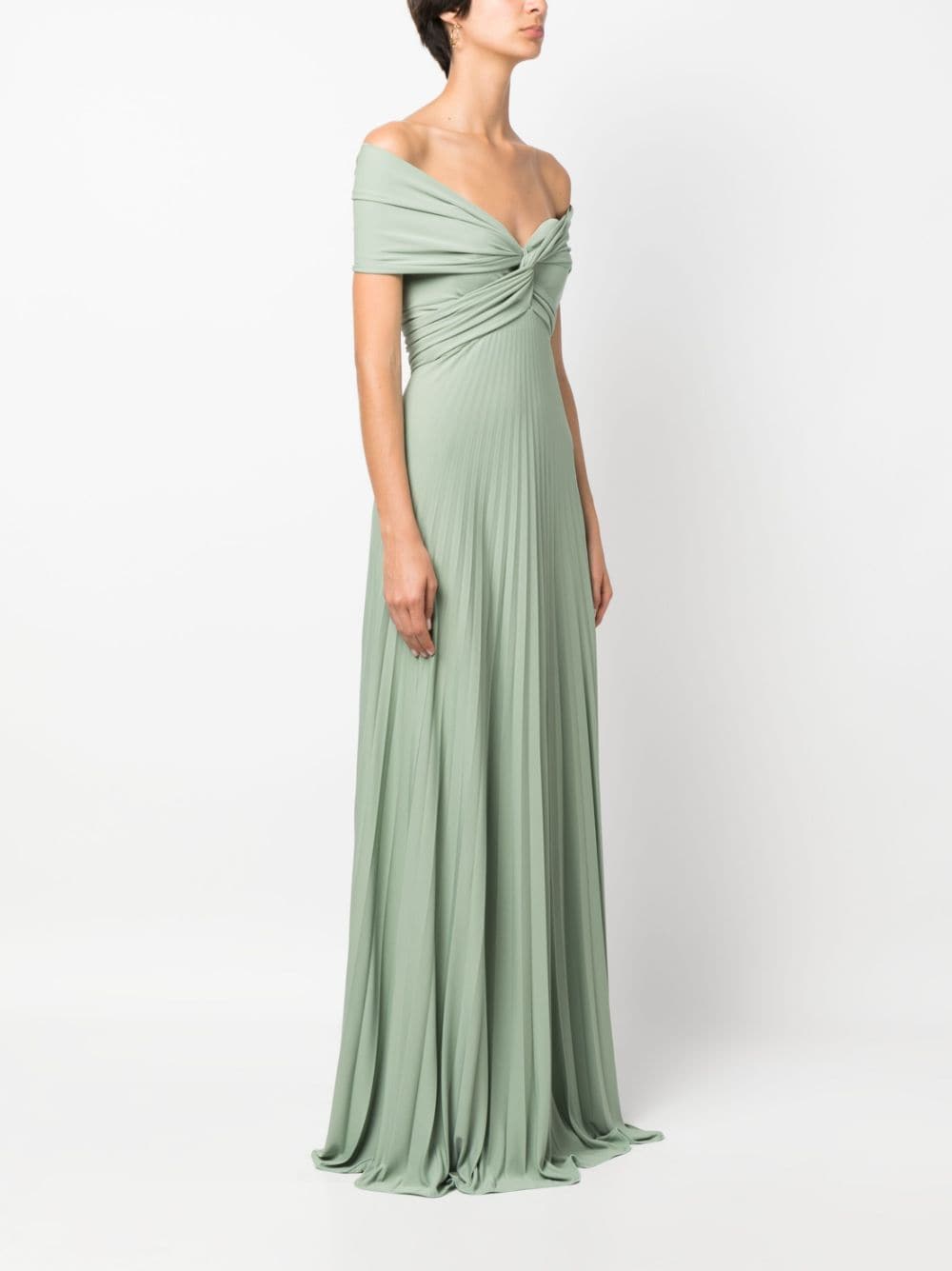 Ralph Lauren Merridan Pleated Evening Gown In Green - 38% Off | Editorialist