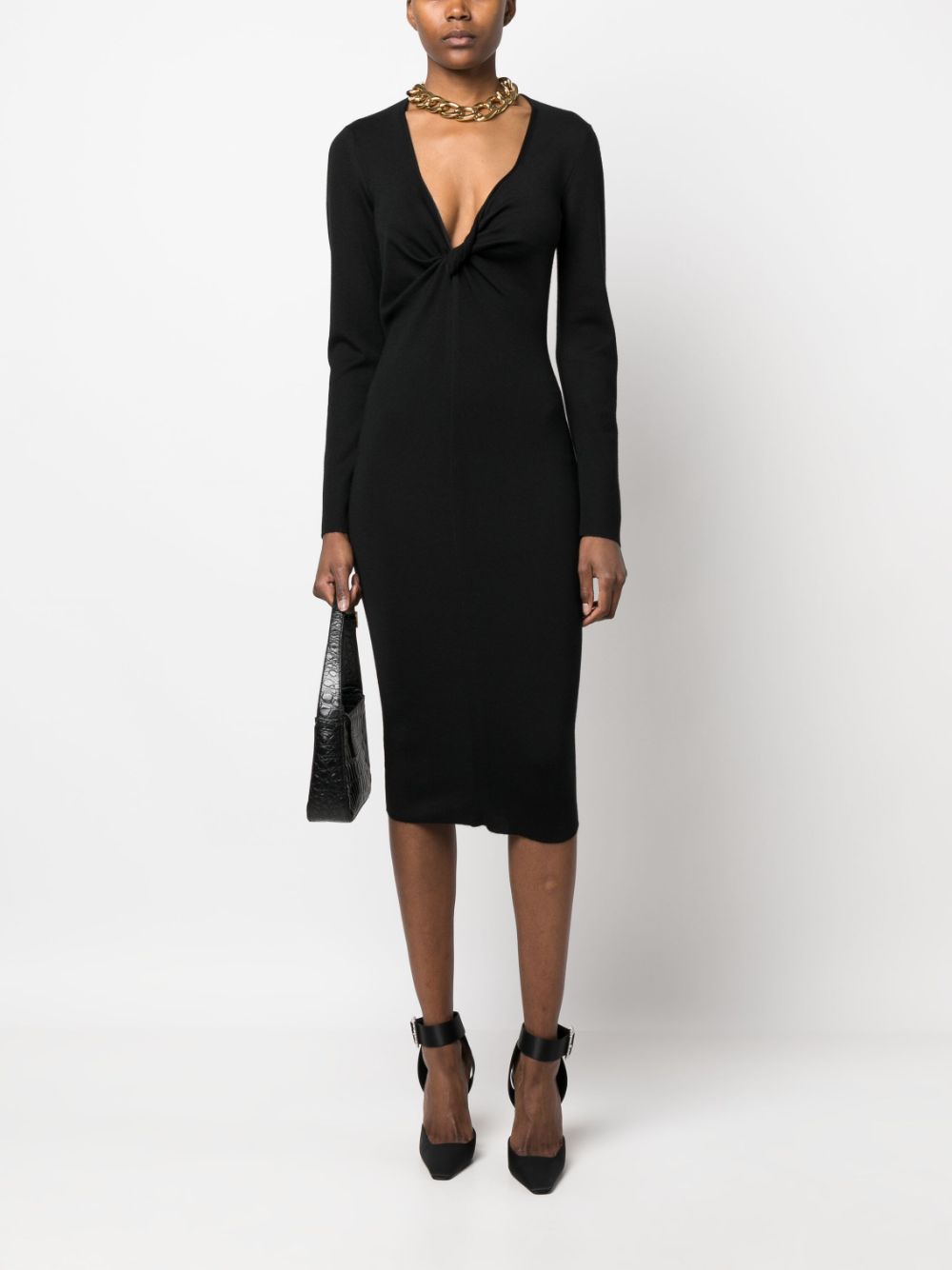 TOM FORD TOM FORD V-Neck Knitted Midi Dress
