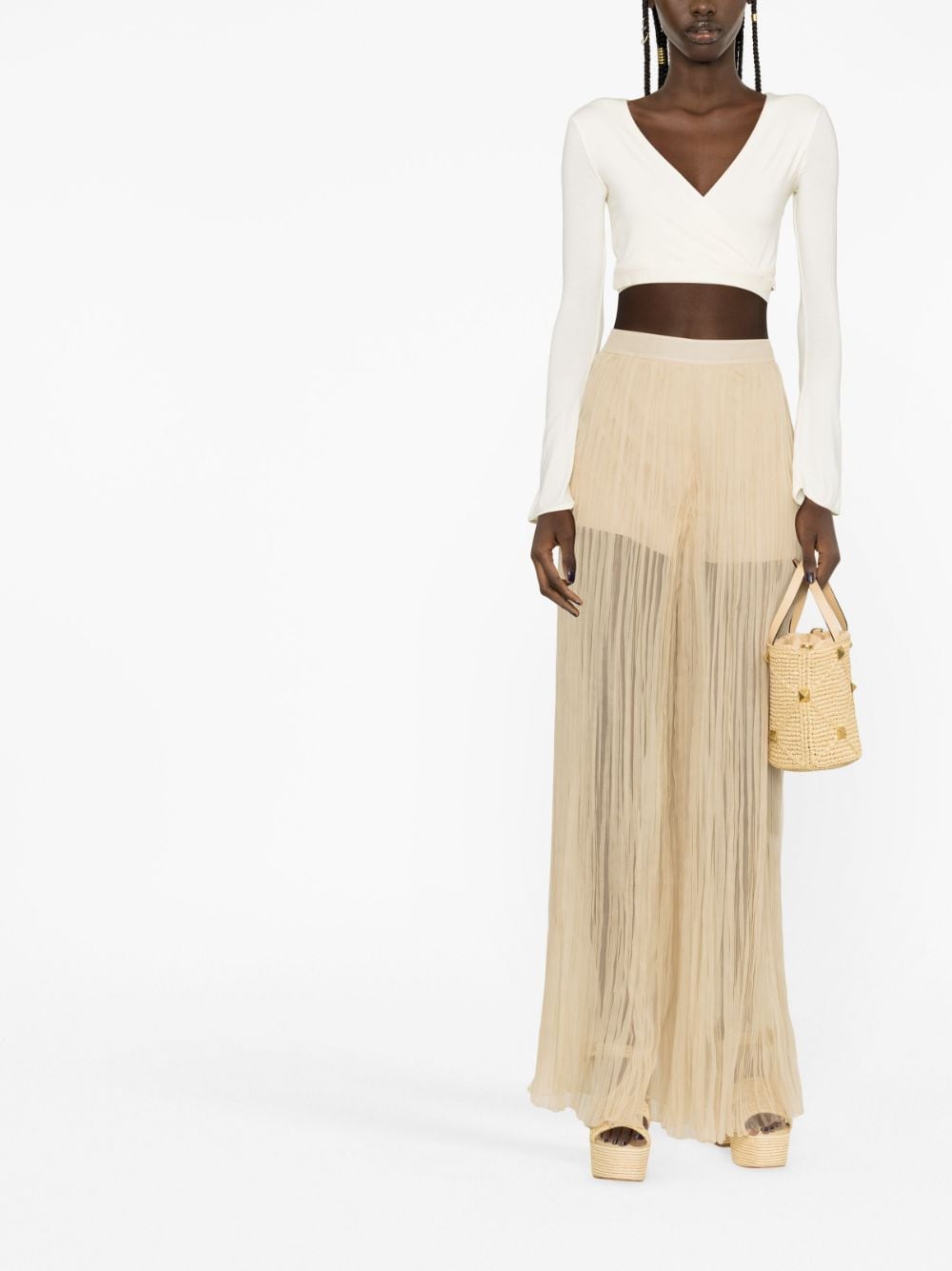 ALBERTA FERRETTI Alberta Ferretti Pleated Silk Trousers