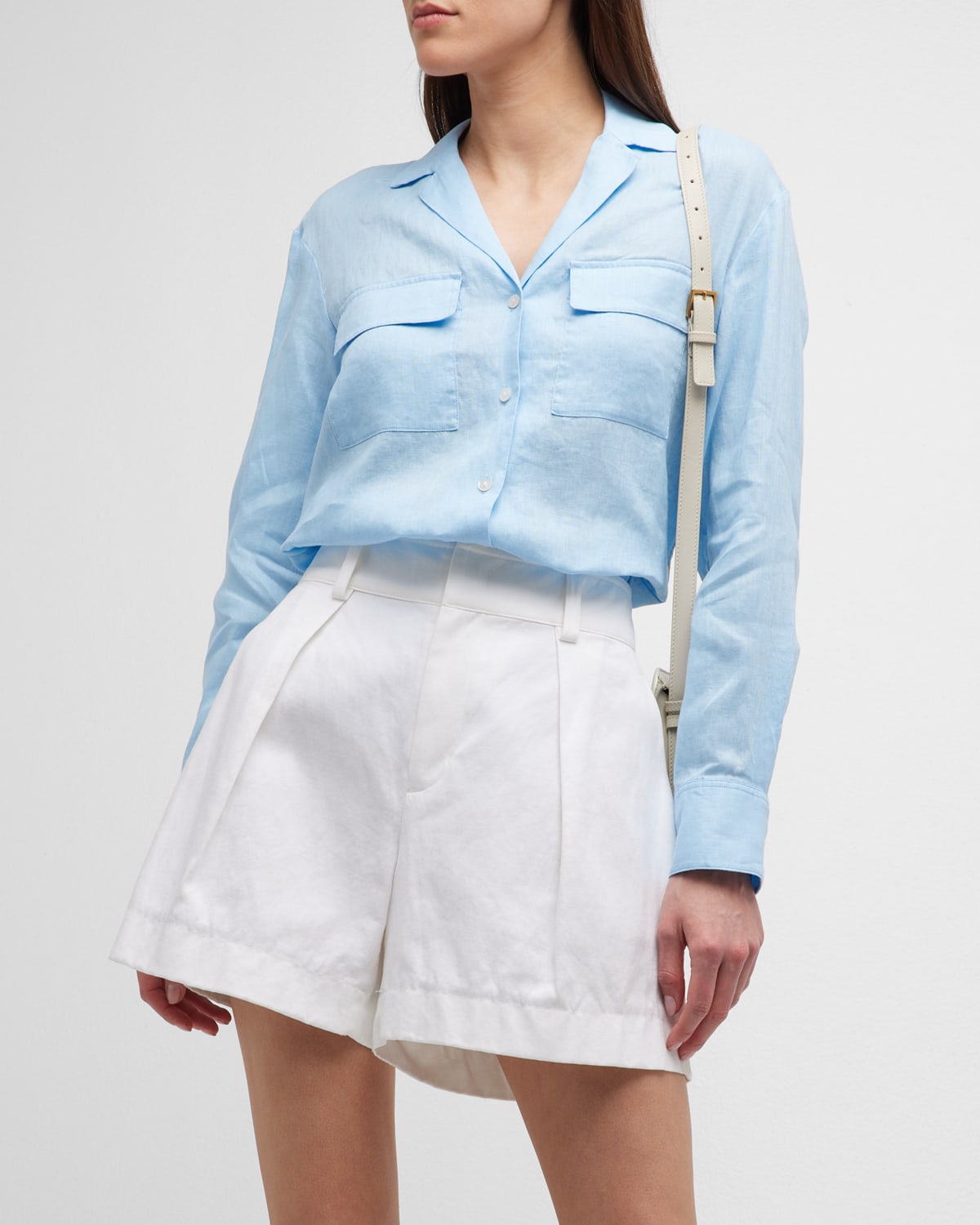 Theory Notched-Collar Relaxed Linen Shirt In Dhlia - 51% Off 