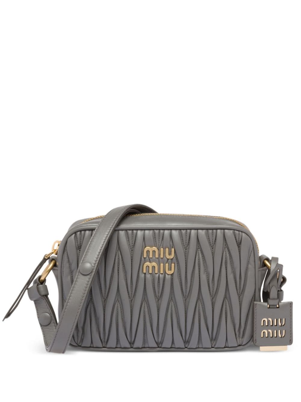 Miu Miu Matelassé Nappa Leather Shoulder Bag - Grey | Editorialist