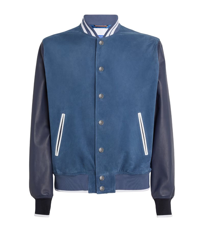 Jacob Cohen Leather Logo-detail Bomber Jacket - Navy | Editorialist