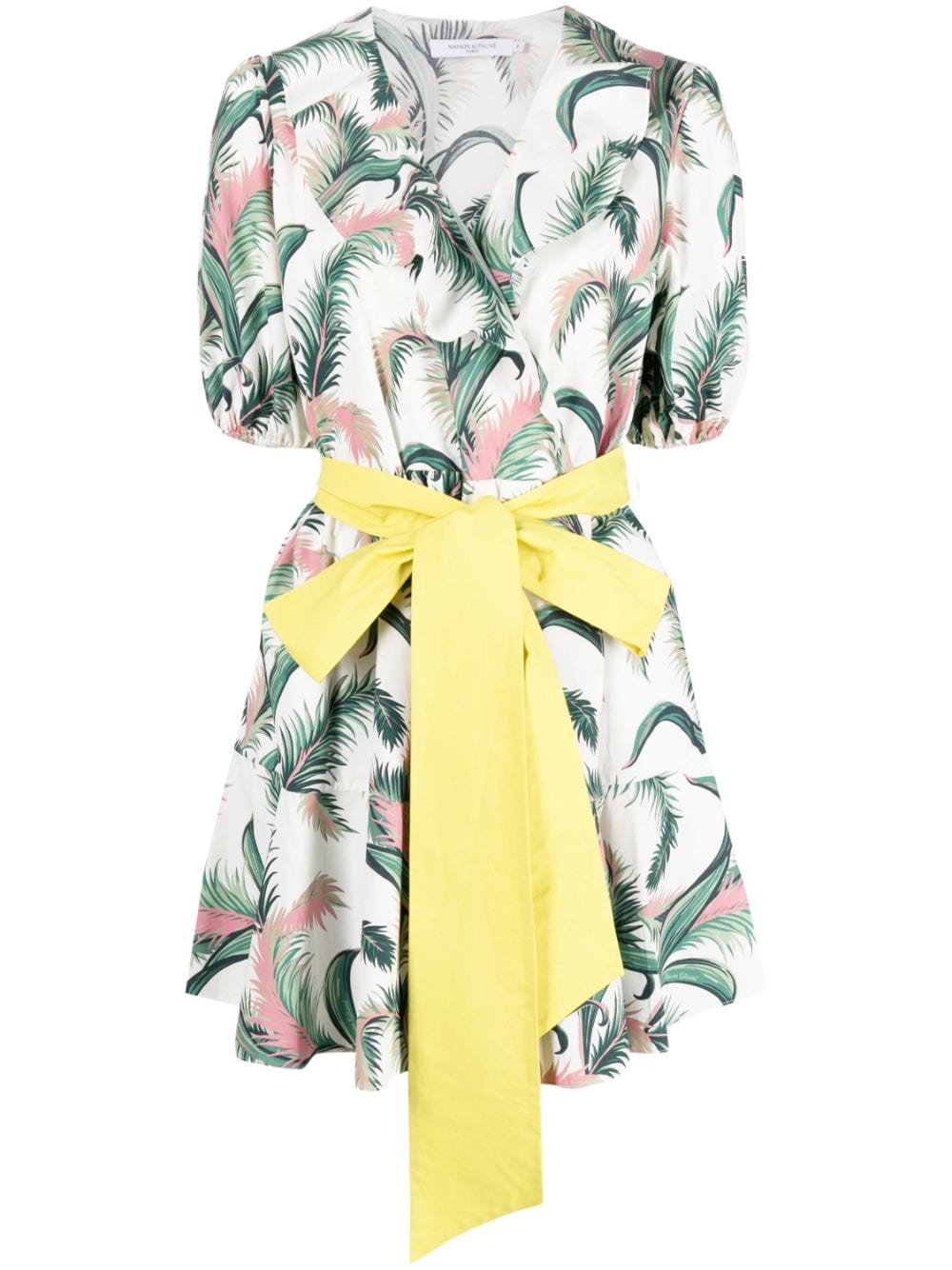 MAISON KITSUNÉ Leaf-Print Belted Wrap Dress