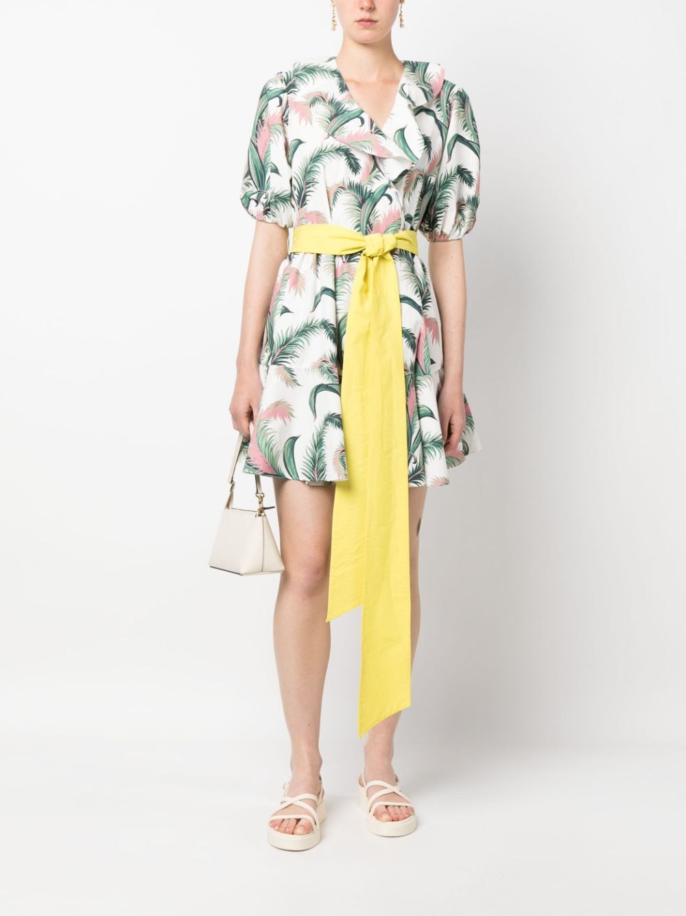 MAISON KITSUNÉ Leaf-Print Belted Wrap Dress
