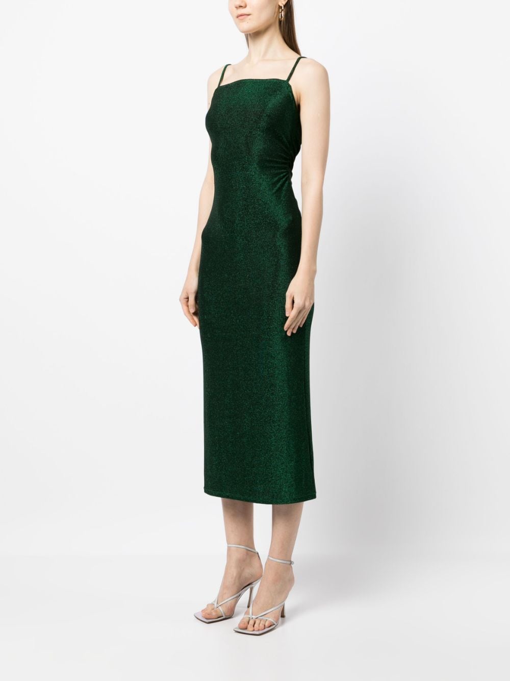 reformation breslin dress green Reformation Breslin Glitter Midi Dress In Green - 5% Off