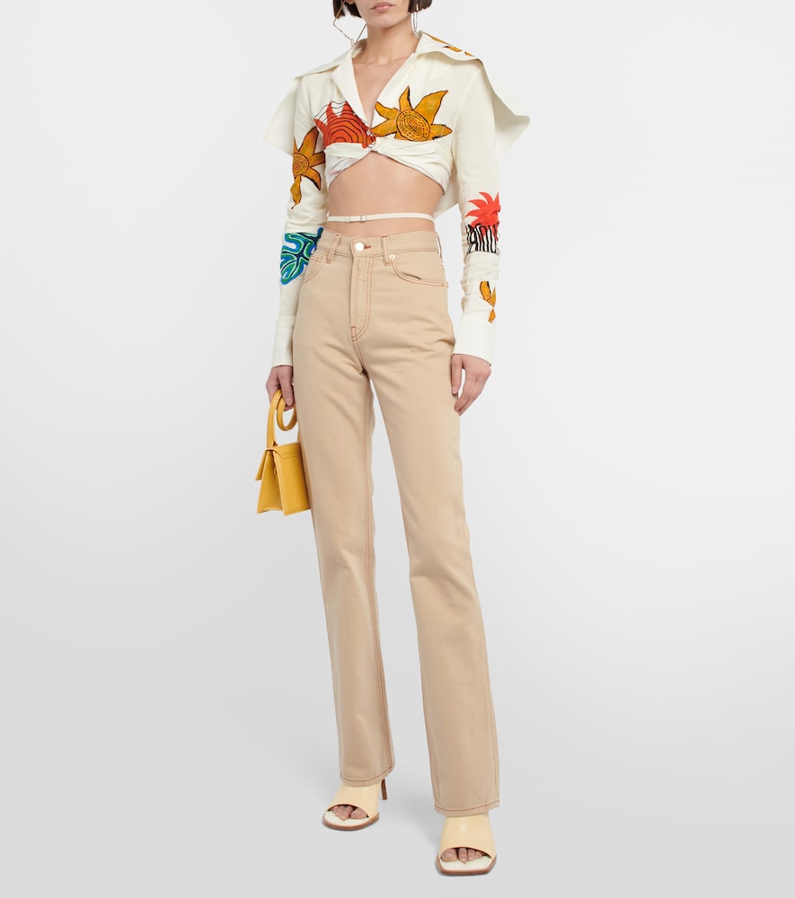 JACQUEMUS Jacquemus La Chemise Meio Printed Cropped Shirt