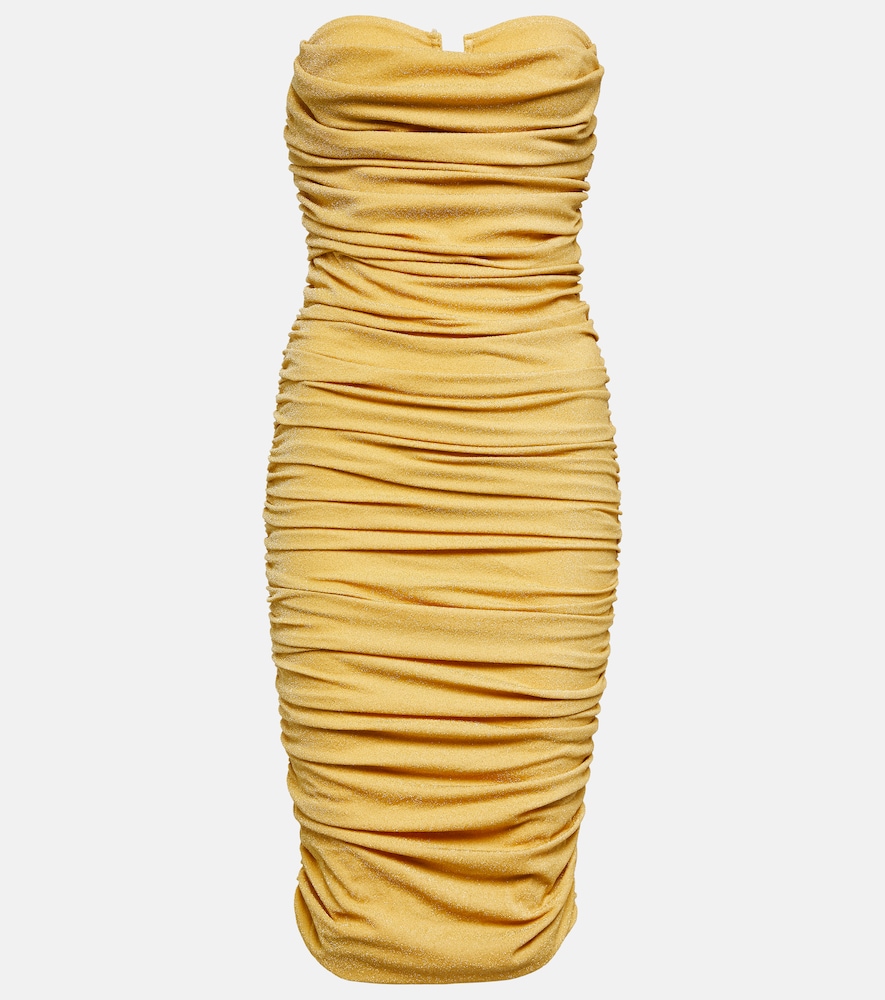 Bananhot Alex Ruched Midi Dress In Gold - 30% Off | Editorialist