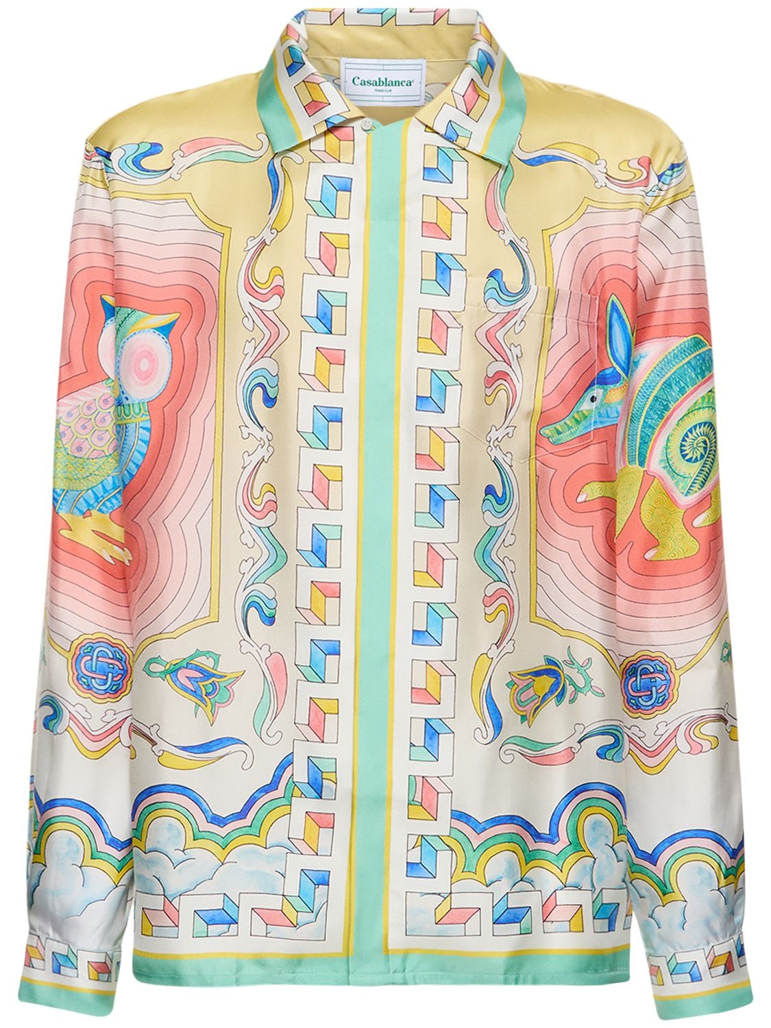 Casablanca Souvenir Print Silk Twill Shirt - Multicolor | Editorialist