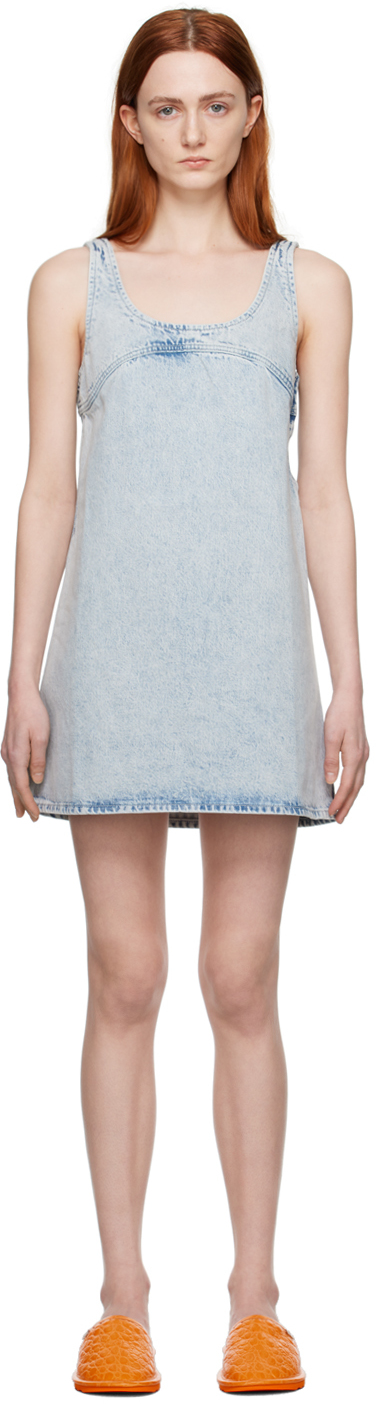 Frame Blue Micro Flare Denim Minidress In Getaway - 70% Off | Editorialist