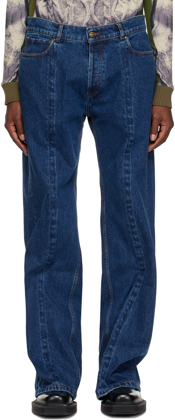 Y/Project Blue Classic Wire Jeans In Navy - 62% Off