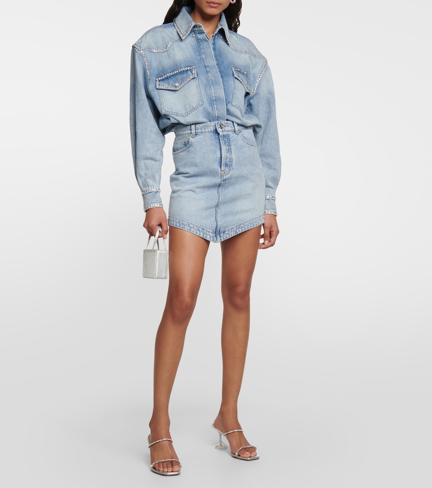 ALEXANDRE VAUTHIER Alexandre Vauthier Embellished Denim Miniskirt