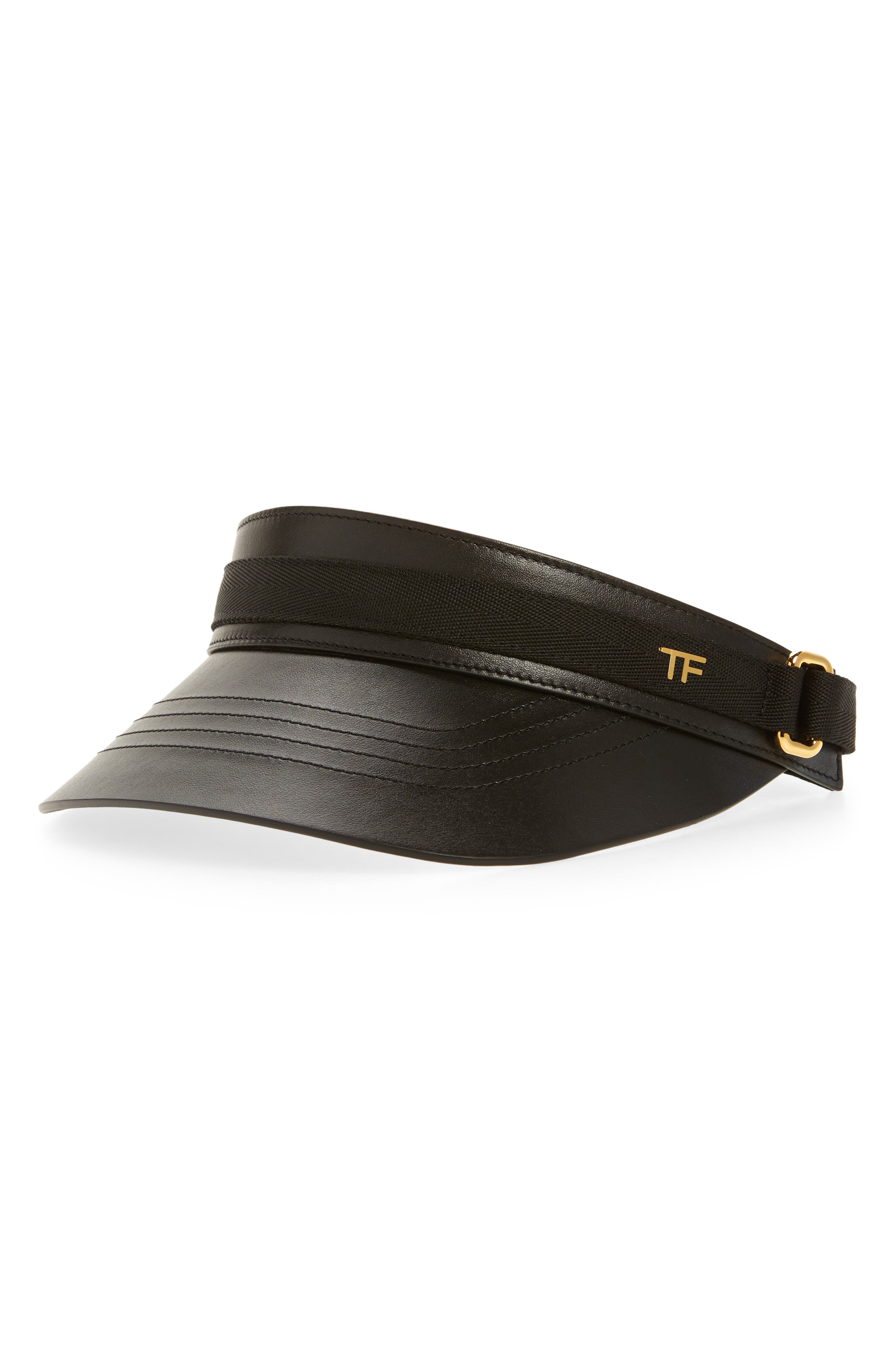 TOM FORD Luxe Leather Visor - Black | Editorialist