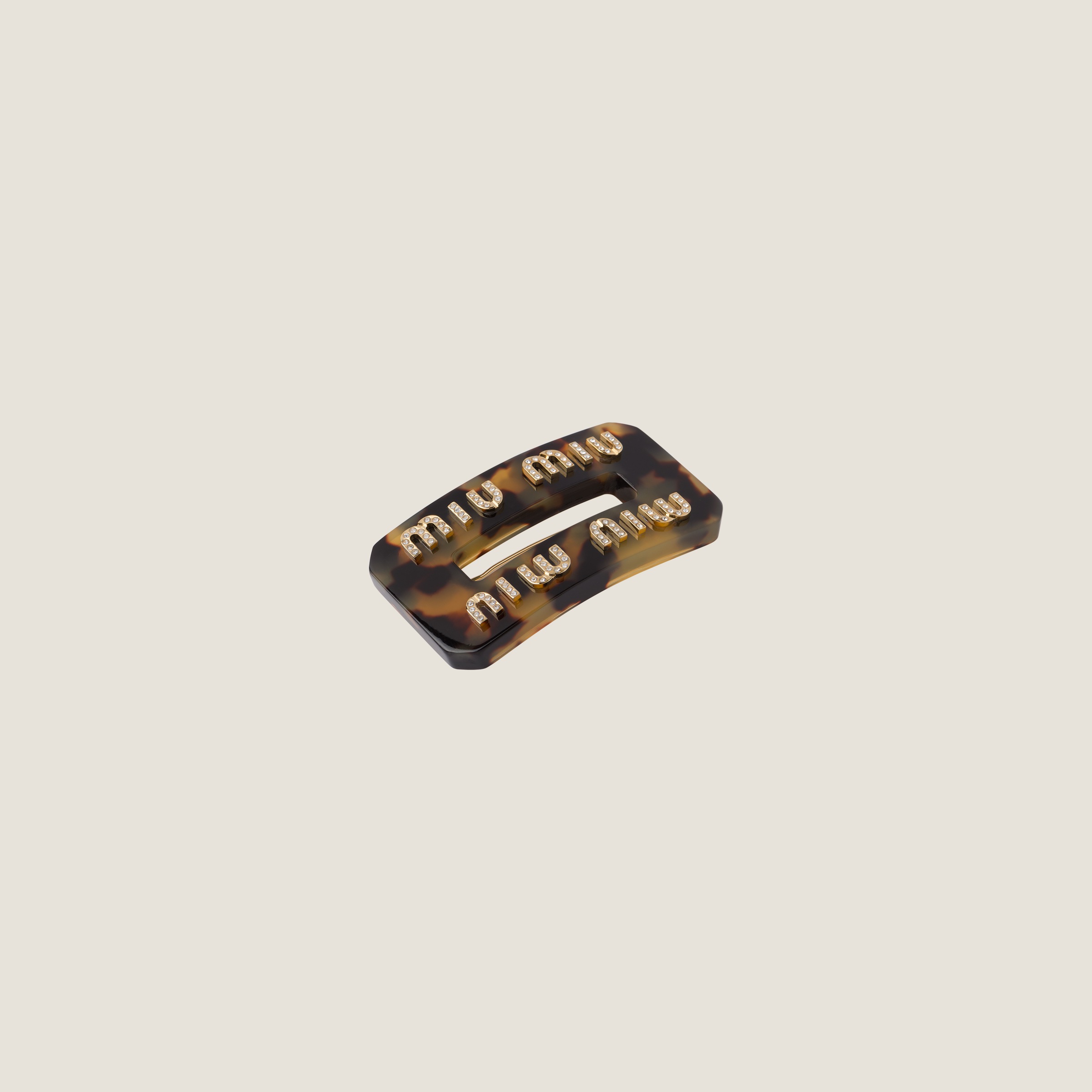 2 Miu Miu Tortoiseshell Resin Hair Claw Clip - Beige & Black Ten sculptural hair clips from Miu Miu, Prada and more  main image 2